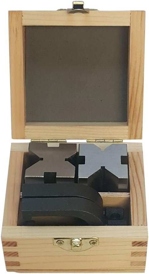 1-5/8'' x 1-1/4'' x 1-1/4'' Precision V Blocks & Clamp Set Steel Gauge ...